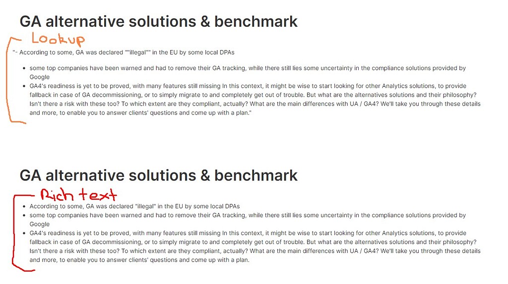 Text display with Rich text - Bug Reports - Softr Community