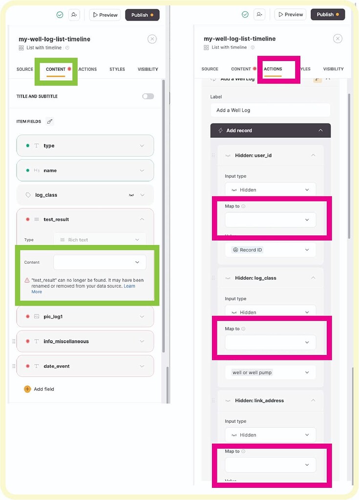 Add Unlinked Fields warning to Actions configurations - Feature Requests - Softr Community