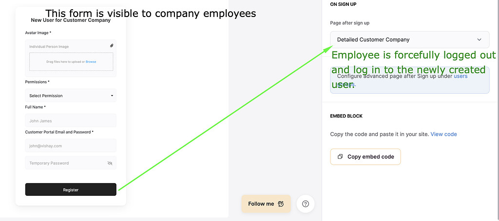 [CRITICAL] Redirection on Signup to not automatically login to the newly created user - Feature ...