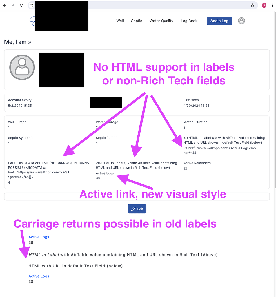 Inconsistency in HTML support in labels and fields and in Link visual style - Feature Requests ...