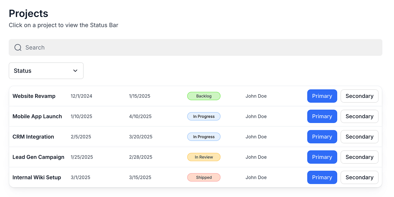 An approach to 2 visible buttons in a table looking list block - Custom ...
