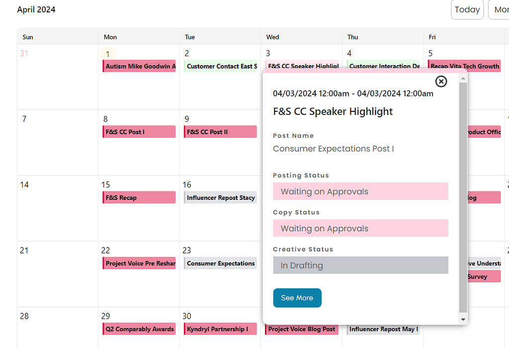 Calendar event different info than whats in Event Popover PLUS different in Post Details Page ...